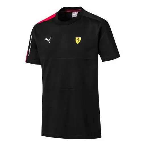PUMA Ferrari Series Athleisure Spliced Short Sleeve T-shirt - Black