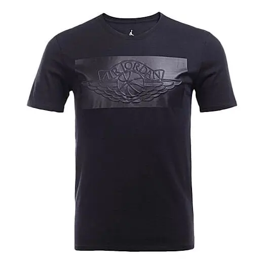 JORDAN Logo Print Crew-neck Short Sleeve - Black