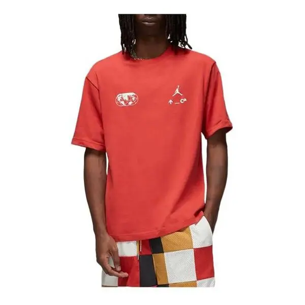 JORDAN Round Neck Pullover Brand Pattern Alphabet Short Sleeve T-shirt Clay Red - Default Colorway