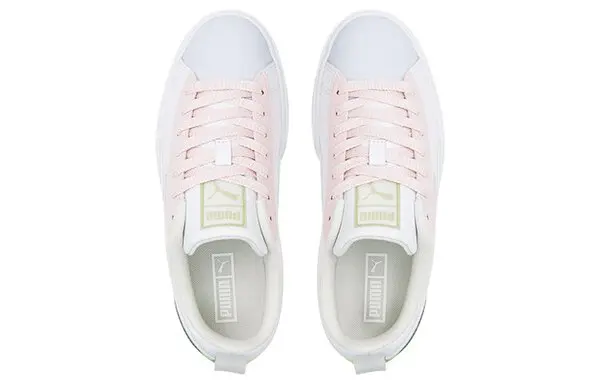 PUMA Mayze Leather Platform Sneakers - White/arctic Ice