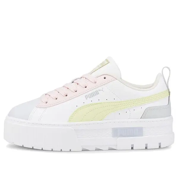 PUMA Mayze Leather Platform Sneakers - White/arctic Ice