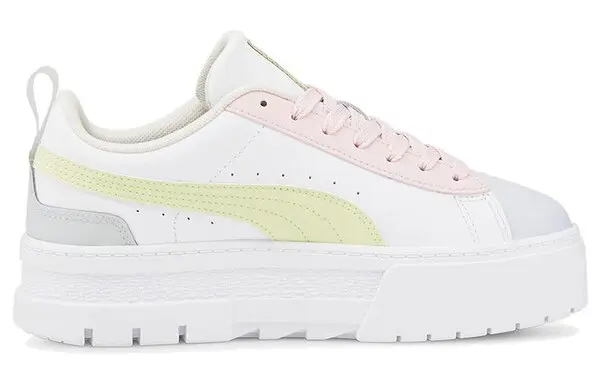 PUMA Mayze Leather Platform Sneakers - White/arctic Ice