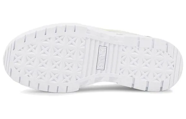 PUMA Mayze Leather Platform Sneakers - White/arctic Ice