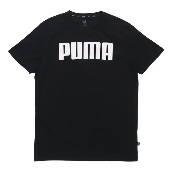 PUMA Alphabet Logo Printing Round Neck Short Sleeve - Black