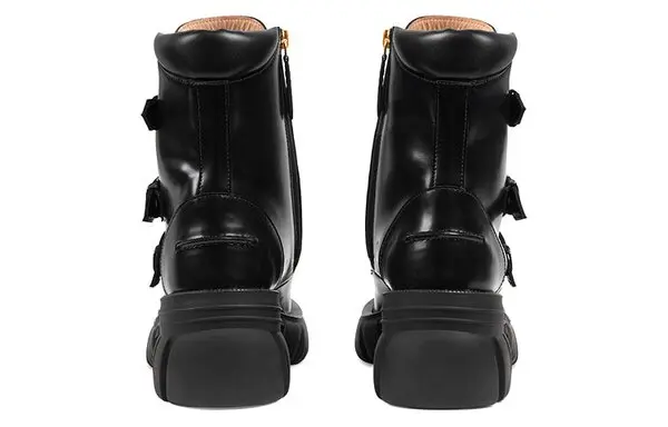 Gucci Leather Buckled Ankle Boots
