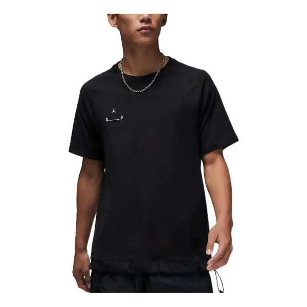 JORDAN Alphabet Printing Straight Short Sleeve Black T-shirt - Default Colorway