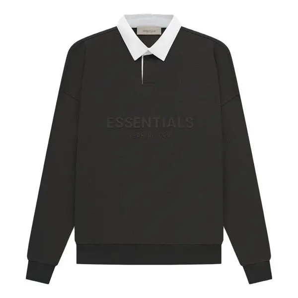Fear Of God Ss23 Waffle Long Sleeve Polo Shirt - Black