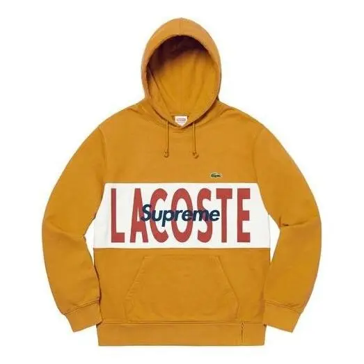 Supreme Lacoste Logo Panel Hoodie - Yellow/white/red