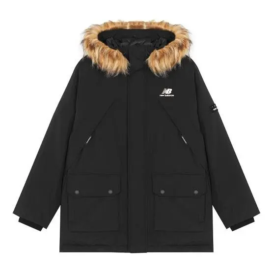 NEW BALANCE Street Style Logo Down Jacket - Black/brown
