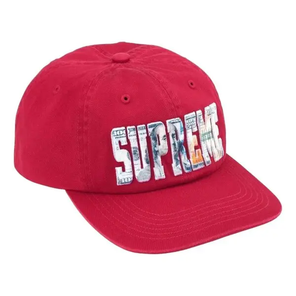 Supreme Embroidered Money Logo 6-panel Cap - Red