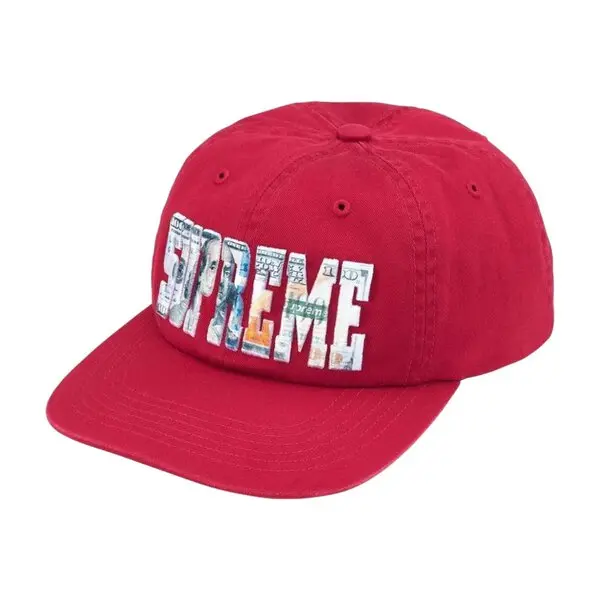 Supreme Embroidered Money Logo 6-panel Cap - Red