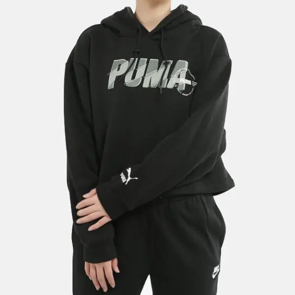 PUMA Colorblock Alphabet Logo Cropped Hoodie