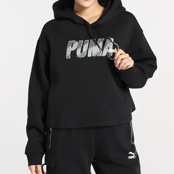 PUMA Colorblock Alphabet Logo Cropped Hoodie