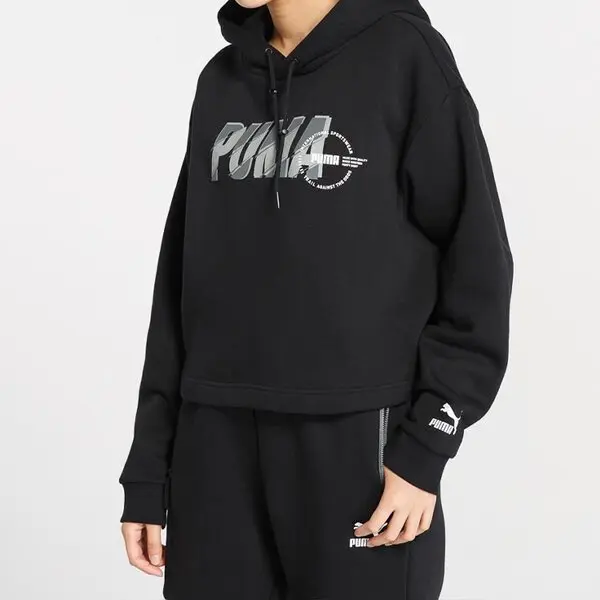 PUMA Colorblock Alphabet Logo Cropped Hoodie