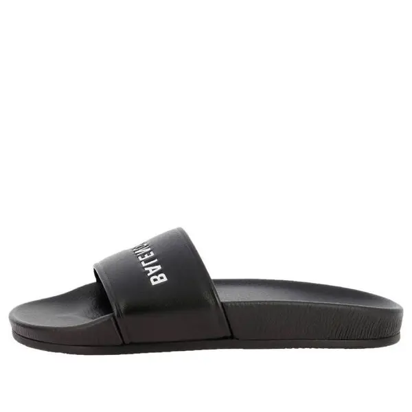 Balenciaga Pool Slides With Logo Detail - Black