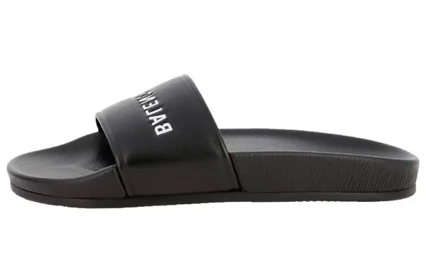 Balenciaga Pool Slides With Logo Detail - Black