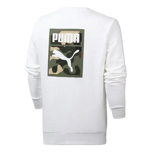 PUMA Camouflage Logo Round Neck Pullover - White