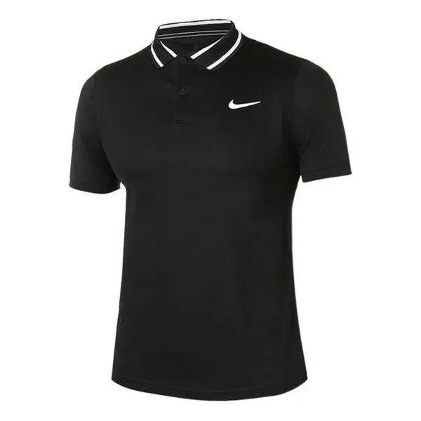 Nike Casual Sports Logo Pattern Printing Short Sleeve Polo Shirt Black - Multi-color