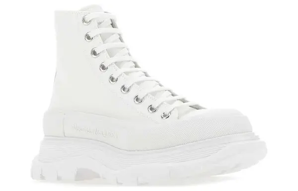 Alexander McQueen Canvas Tread Slick High Top Sneakers - White