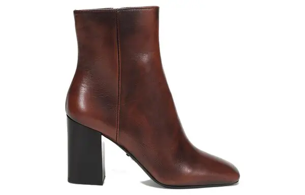 Prada Leather Square Toe Ankle Boots