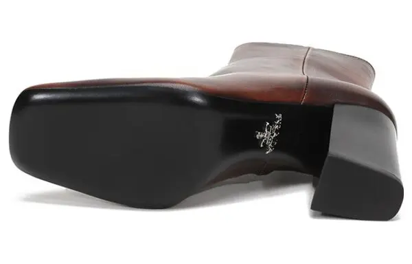 Prada Leather Square Toe Ankle Boots