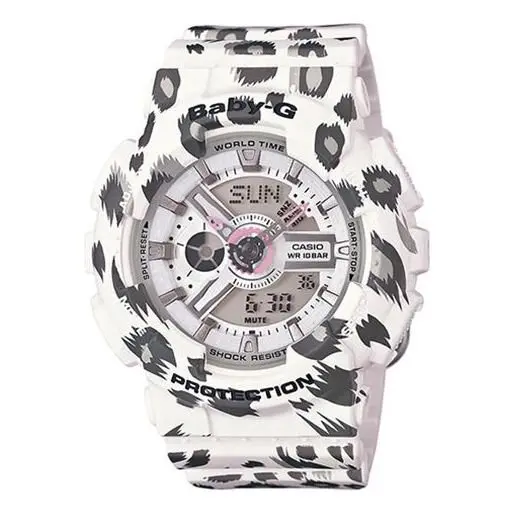 Casio Baby-g Ba-110lp-7a Leopard Print Watch - White