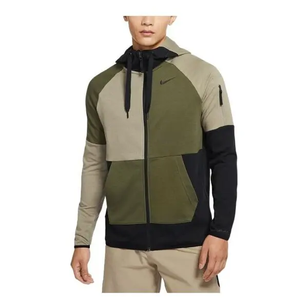 Nike Dri-fit Color Block Hooded Jacket 'olive - Default Colorway