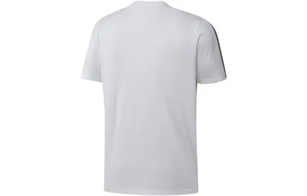 Adidas Solid Color Stripe Logo Printing Short Sleeve White