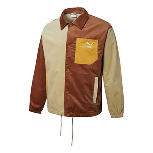 PUMA Corduroy Splicing Woven Logo Sports Jacket - Tan
