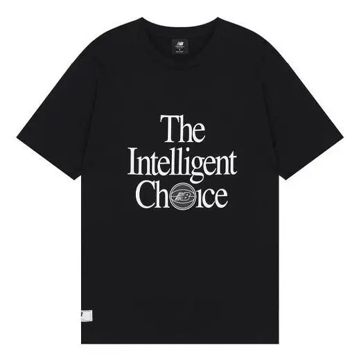 NEW BALANCE Alphabet Printing Sports Round Neck Pullover Short Sleeve - Black