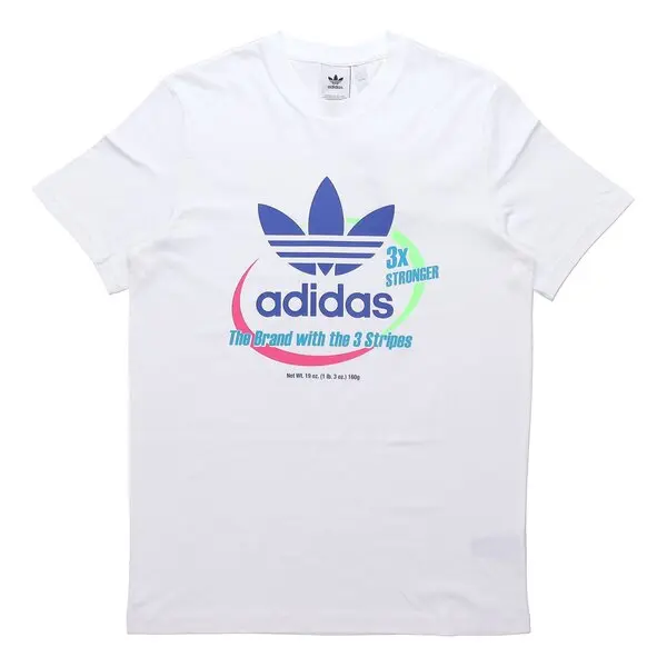 Adidas Originals Sports Printing Logo Pattern Round Neck Short Sleeve - White