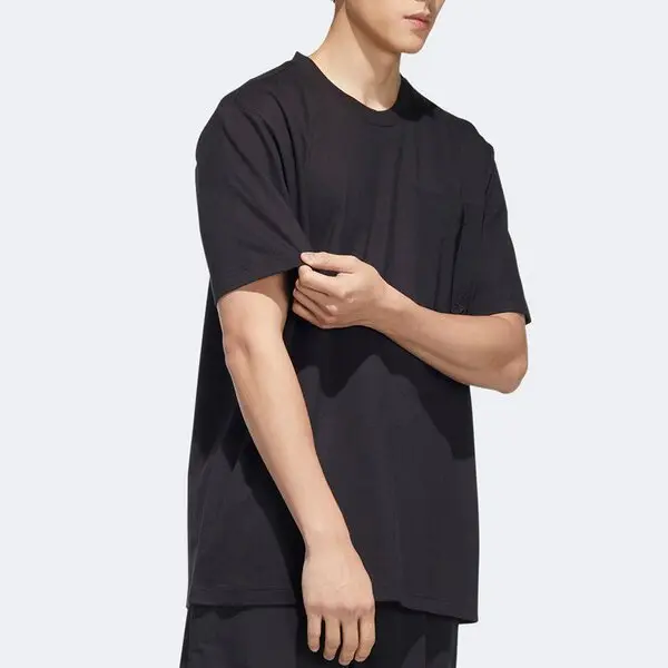Adidas Originals Solid Color Casual Sports Round Neck Pullover Short Sleeve Black