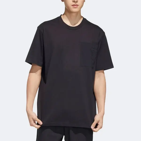 Adidas Originals Solid Color Casual Sports Round Neck Pullover Short Sleeve Black