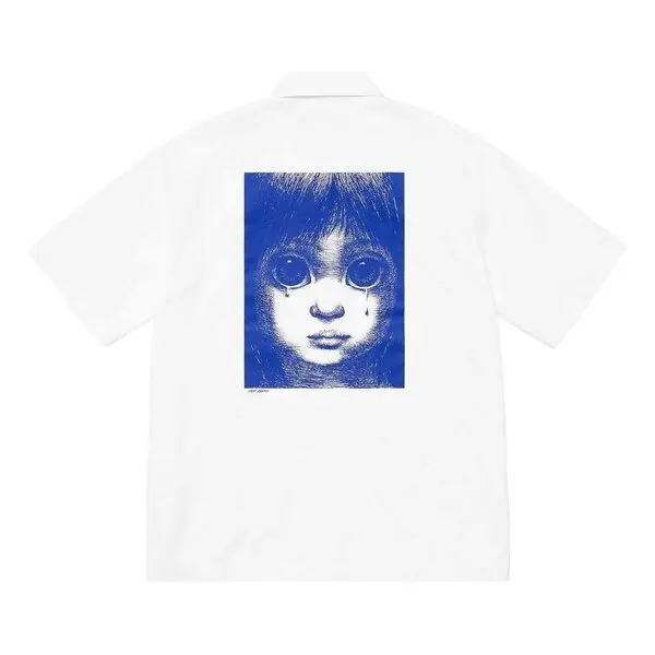 Supreme X Margaret Keane Teardrop S/s Work Shirt 'white Blue