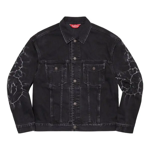 Supreme Shibori Denim Trucker Jacket - Black/white