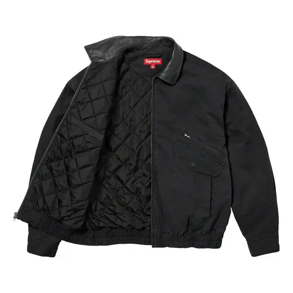 Supreme Leather Collar Utility Jacket