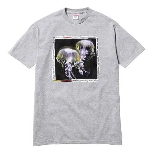Supreme Ss18 Jellyfish Tee Heather Printing Short Sleeve Gray - Grey