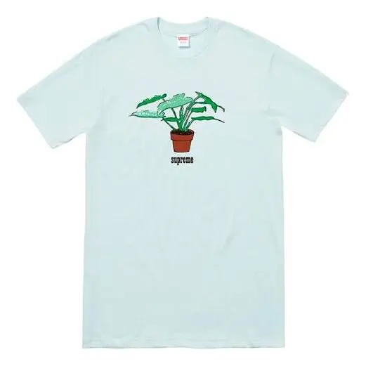 Supreme Fw17 Plant Tee Pale Bonsai Printing Short Sleeve - Blue
