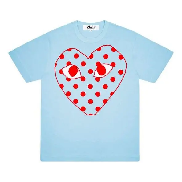 Play Comme Des Garcon Kawakubo Rei Red Love Printing Short Sleeve - Blue