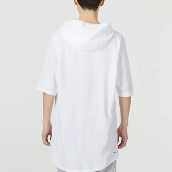 JORDAN Solid Color Hooded Pullover Short Sleeve T-shirt