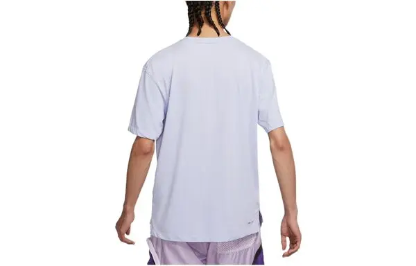 JORDAN Sports Pullover Solid Color Round Neck Short Sleeve T-shirt Purple - Default Color