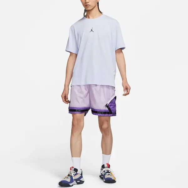JORDAN Sports Pullover Solid Color Round Neck Short Sleeve T-shirt Purple - Default Color