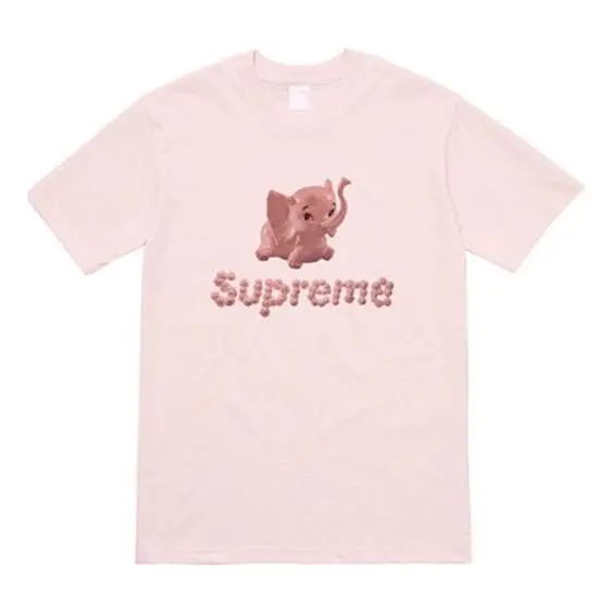 Supreme Ss17 Elephant Tee Small Printing Short Sleeve - Pink