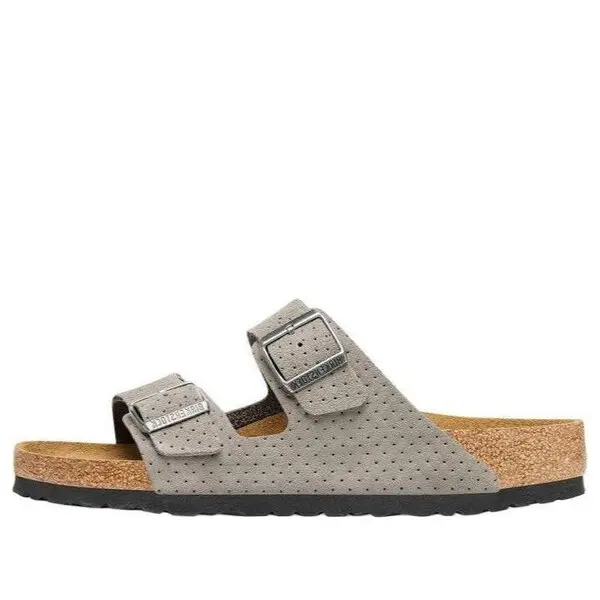 BIRKENSTOCK Arizona Suede Embossed Dotted Sandals 'stone Coin - Grey
