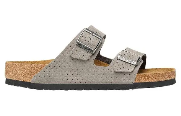 BIRKENSTOCK Arizona Suede Embossed Dotted Sandals 'stone Coin - Grey