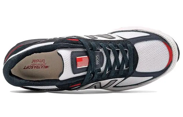 NEW BALANCE 990v5 Made In Usa Sneakers - White/black/red