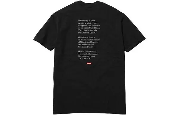 Supreme Fw17 X Scarface Shower Tee Crossover Short Sleeve - Black