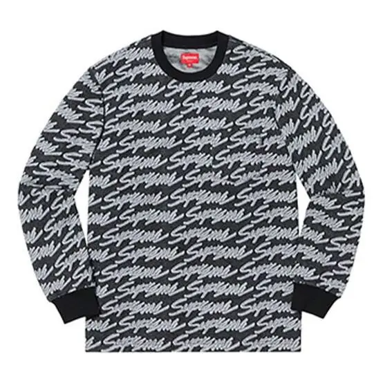 Supreme Signature Script Logo Long Sleeve Pocket Tee - Black