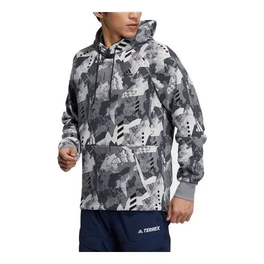 Adidas Graphic Print Hoodie - Grey