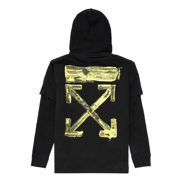 Off-White Arrow Print Drawstring Hoodie - Black